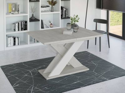 Tosca - table à manger extensible - gris et blanc - 4 à 6 personnes ...