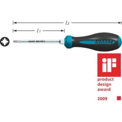 Tournevis cruciforme Pozidriv PZ 2 214 mm longueur totale, lame 100 mm