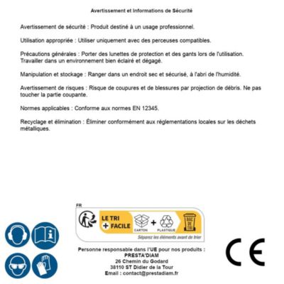 Trépan Bi-Métal HSS D.92 x Ht. 38 mm - Coupe Précise Acier, Bois, Pvc ...