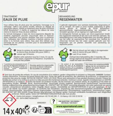 Traitement des eaux de pluie citernes & récupérateurs d'eau Epur 14 sachets