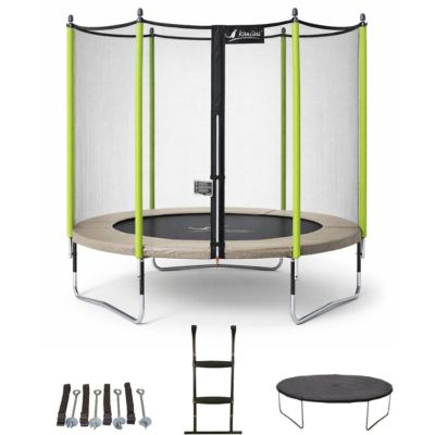 Trampoline de jardin 244 cm + filet de sécurité + échelle + bâche de ...