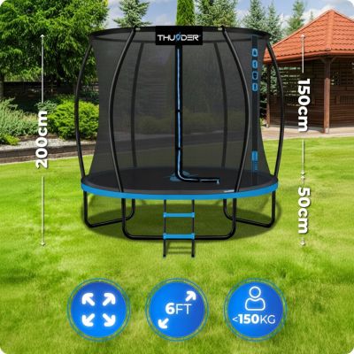 Trampoline de jardin THUNDER 6 ft 183 cm avec toile élastique et filet ...