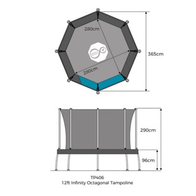 Trampoline TP Toys Infinity noir et bleu ø3,66 m