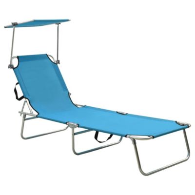 Transat chaise longue bain de soleil aluminium bleu Helloshop26