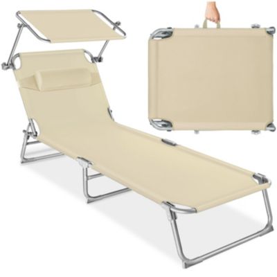 Transat en acier Pliable Dossier réglable en 4 positions avec coussin ...