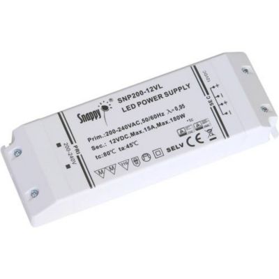 Transformateur LED 12V 200W MM-EU pour montage de meubles, 15 A, IP20