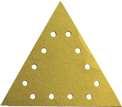 TRIANGLE AUTO-AGRIP. 290X290 12 TROUS GR150 CORINDON JAUNE