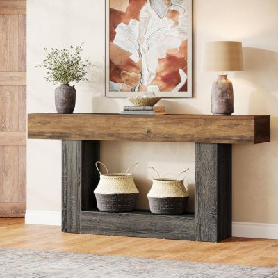 Tribesigns Table Console 2 Niveaux en Bois de Ferme avec Rangement pour ...