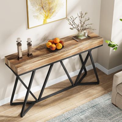 Tribesigns Table Console de 140cm avec Base en métal Unique Industrielle pour Couloir, Salon ...