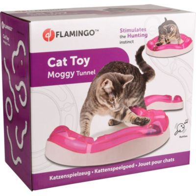 Tunnel MOGGY jeu pour chat D 38.5 cm par 7 cm par 7.7 cm. rose.