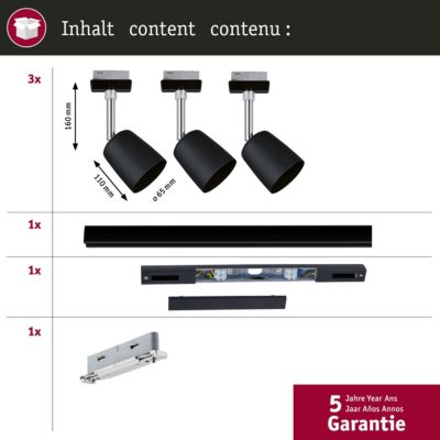 URail Spot sur rail Cover Kit de démarrage GU10 max. 10W gradable 230V ...