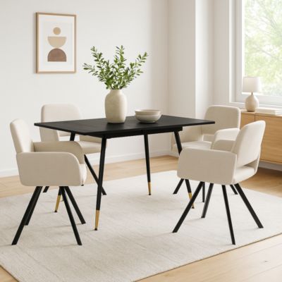URBAN MEUBLE Ensemble table extensible noir effet bois 120-160 et 4 ...