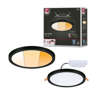 VariFit Panneau encastré LED Dim to Warm Areo IP44 rond 175mm 13W 1200lm 3 Step Dim to warm Noir ...