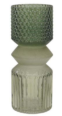 Vase décoratif en verre coloris vert à relief ⌀.10 x H.24,5 cm | Castorama
