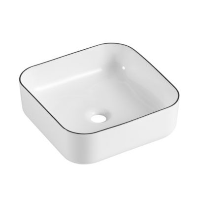 Vasque à poser carrée céramique blanc et noir Kala | Castorama