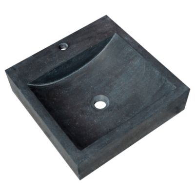 Vasque à poser carrée en basalte l.45 x H.12 x P.45 cm, Casa Linéa Ninon