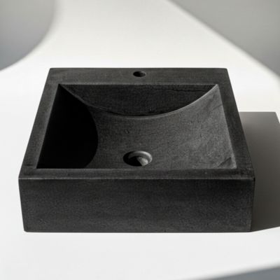 Vasque à poser carrée en basalte noir L.45 x H.10 x P.45 cm, Casa Linea ...