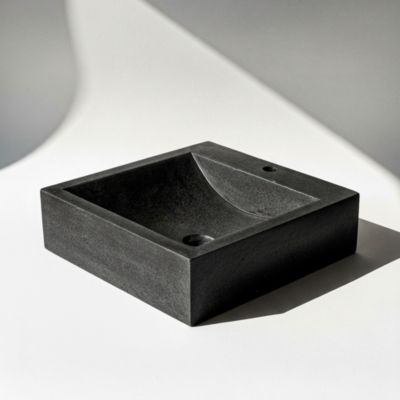 Vasque à poser carrée en basalte noir L.45 x H.10 x P.45 cm, Casa Linea ...