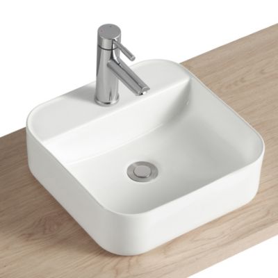 Vasque à poser carrée en céramique blanche l.37 x P.42 cm, Homesight Kalvin