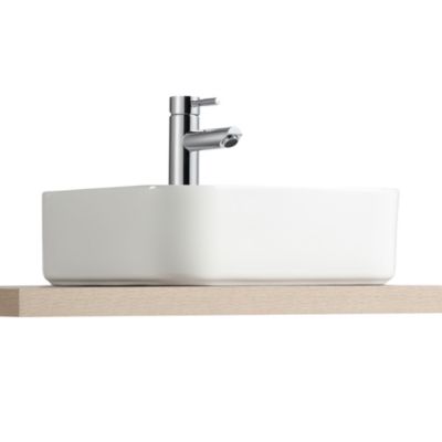 Vasque à poser carrée en céramique blanche l.37 x P.42 cm, Homesight Kalvin
