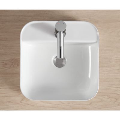Vasque à poser carrée en céramique blanche l.37 x P.42 cm, Homesight Kalvin