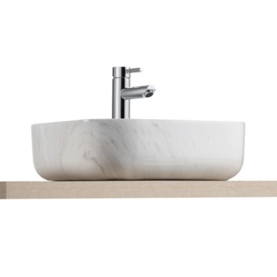 Vasque à poser carrée en céramique effet marbre blanc l.37 x P.37 x H ...