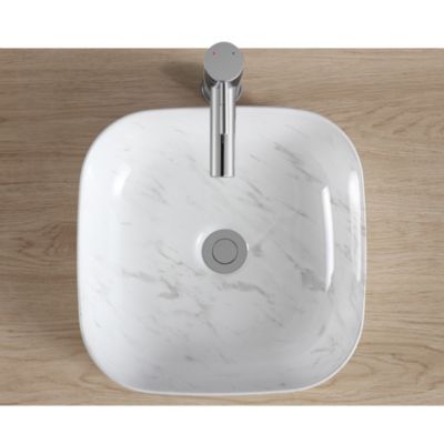 Vasque à poser carrée en céramique effet marbre blanc l.37 x P.37 x H ...
