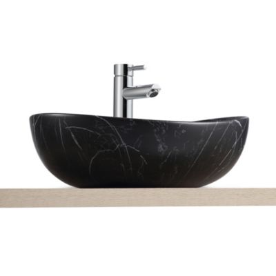 Vasque à poser carrée en céramique effet marbre noir l.42 x P.37 cm ...