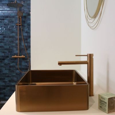 Vasque à poser en inox cuivré l.37 x H.13 x P.48 cm, Essebagno Luisa