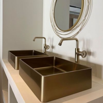 Vasque à poser en inox doré l.37 x H.13 x P.48 cm, Essebagno Luisa
