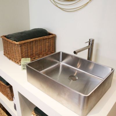 Vasque à poser en inox l.37 x H.13 x P.48 cm, Essebagno Luisa