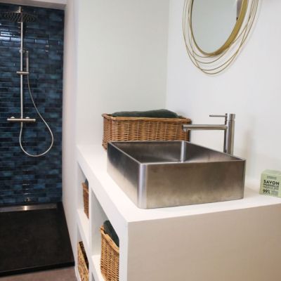 Vasque à poser en inox l.37 x H.13 x P.48 cm, Essebagno Luisa