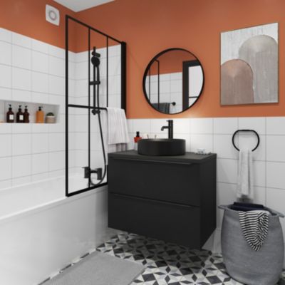 Vasque à poser ronde céramique noir mat GoodHome Samal