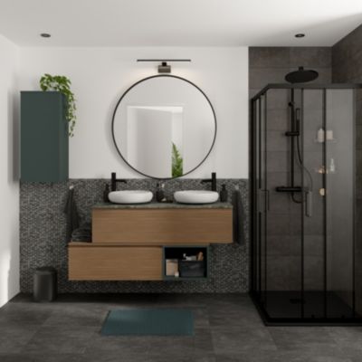 Vasque à poser ronde céramique noir mat GoodHome Samal