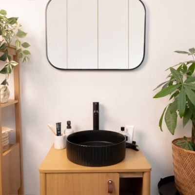 Vasque à poser ronde en céramique noir mat Ø36 x H.12 cm, Homesight Linea
