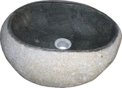Vasque à poser ronde en pierre naturelle Ø30 x H.16 cm, Riva Ondee