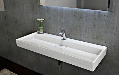 Vasque moderne Lavabo marbre coulé, Lave main à poser sans trou ...