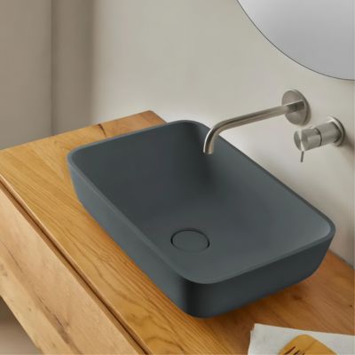 Vasque à poser, Rectangle L47,4xP32,4xH14,8cm, lavabo salle de bain RESIGRES Javéa Graphite ...