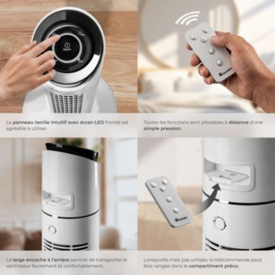 Ventilateur colonne oscillant 3 modes de ventilation et 3 niveaux de ...