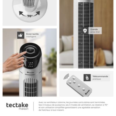 Ventilateur colonne oscillant 3 modes de ventilation et 3 niveaux de ...