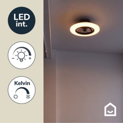 Ventilateur de plafond avec éclairage GoodHome Hewish coloris noir et ...