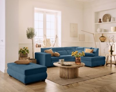 Vermont - canapé d'angle droit - 5 places - convertible - en velours ...