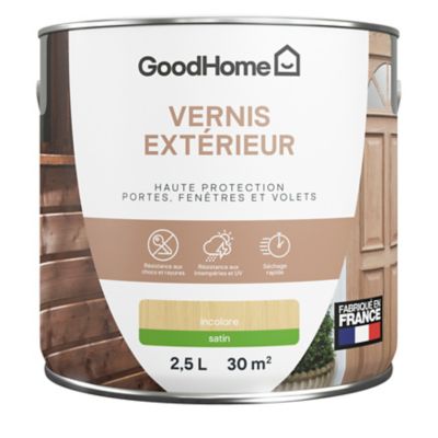 Vernis extérieur bois satin incolore GoodHome 2,5L