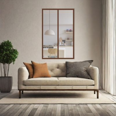 Verrière 2 grands carreaux - L x H : 69 x 110 cm - Laqué brun 2650 ...