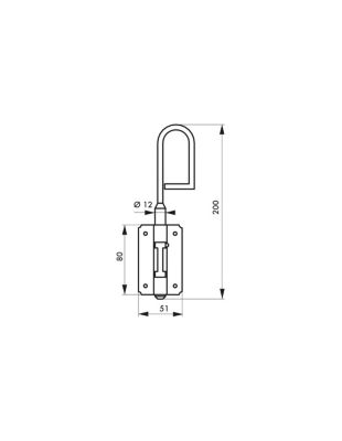 Verrou baillonette, platine, 12x200mm, zingué - THIRARD
