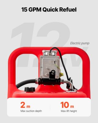 VEVOR Bidon essence diesel 121L sur roues. Pompe 12V 56.7 L min, tuyau ...