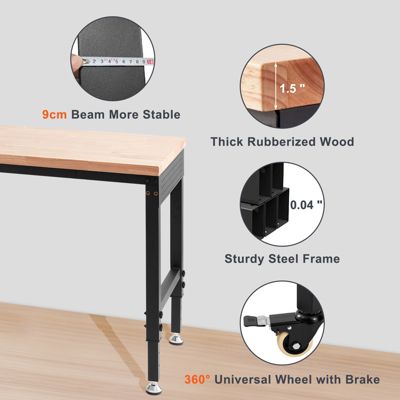 VEVOR Bureau portatif 72"x25", ht. réglable 28"-39,5", charge 3000 lb ...