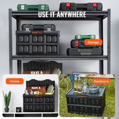 VEVOR Caisse rangement plastique pliable, lot 3, 45 L, empilable ...
