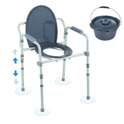 VEVOR Chaise percée avec siège large, hauteur 7 niveaux réglable, seau ...