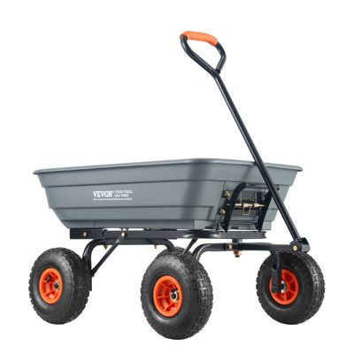 VEVOR Chariot benne basculante, charge 272 kg. Polyéthylène robuste ...